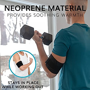 BraceAbility Bicep Band - Upper Arm Compression Sleeve Support Brace for Tendonitis Treatment, Tears, Swelling Relief, Injuries, Tendon Rupture, Brachii Muscle Strains, Tricep Pain Wrap (One Size)