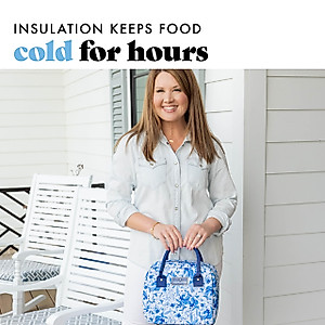 Fit & Fresh Lunch Bag For Women, Insulated Womens Lunch Bag For Work, Leakproof & Stain-Resistant Large Lunch Box For Women With Containers, Zipper Closure Bloomington Bag Blue Floral