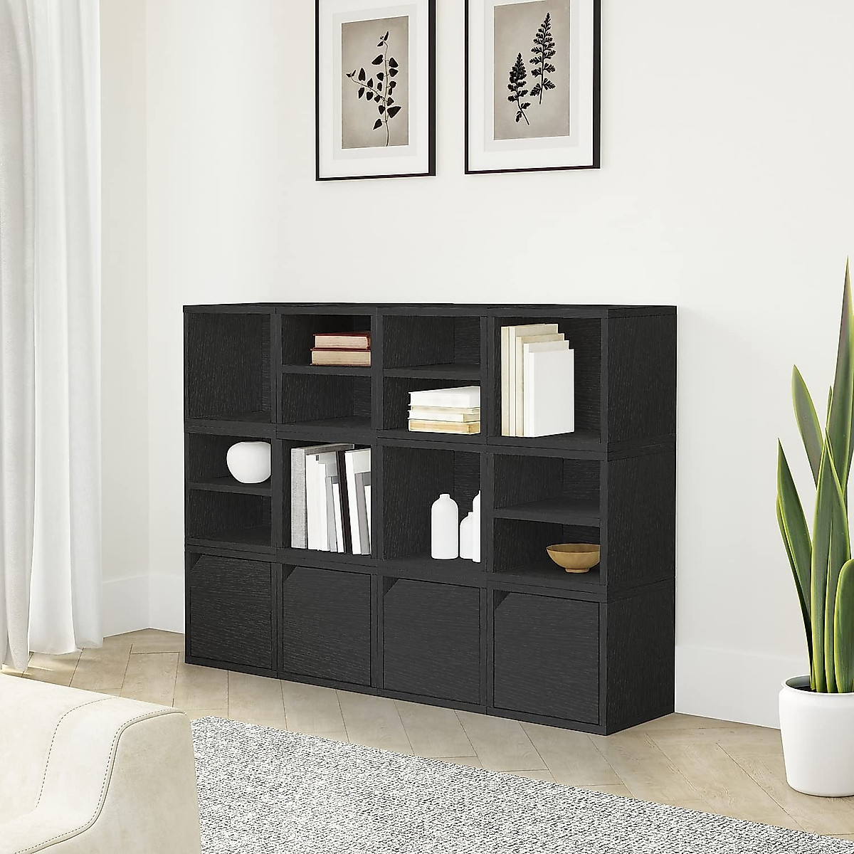 Way Basics Closet Organizer and Storage - Modular Connect Door Cube (Tool-free Assembly), Black