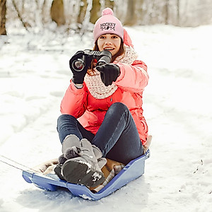 Custom Pom Pom Beanies for Women Hockey Mom A Embroidery Skull Cap Hockey Lover Humor Winter Hats for Men Acrylic 1 Size American Flag Personalized Text Here