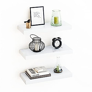 Fixwal Floating Shelf, Set of 3 White Shelves with Invisible Brackets, Decorative Wall Shelves for Bathroom Living Room Bedroom Kitchen Study(15 x5.9 x1.2in)