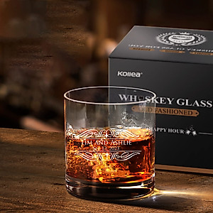 Etched Scotch Glass,Personalized Rocks Glass, Custom Whiskey Glass, Engraved Bourbon Glass, His and her name engraved scotch Glasses, Customized Snifter Glass