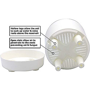 HBServices USA 8" Self Watering + Self Aerating High Drainage Deep Reservoir Round Plant Pot, Maintains Healthy Roots, for Indoor & Outdoor & Windowsill Gardens (White)