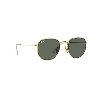 Ray-Ban RB8148 Hexagonal Titanium Sunglasses, Legend Gold/Polarized Green, 54 mm