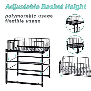 GCWPINFO Under Sink Organizers and Storage,2-Tier Pull-Out Cabinet Organizer with Sliding Drawers,Stackable Under Sink Organizer for Kinchen&Bathroom(Black)