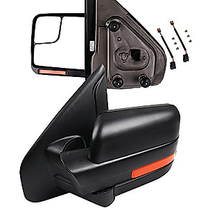 ITOPUP Towing Mirrors Fit for 2004-2014 for Ford for F-150 Series Truck Pickup Tow Mirrors with Power Control Heated Turn Signal Puddle Light Black Textured 1 Pair of Mirrors Left Side and Right Side
