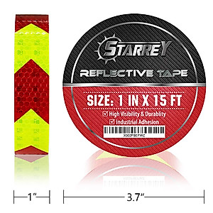 STARREY Reflective Tape Red & Yellow 1 in X 15 FT Waterproof Self Adhesive Trailer Safety Caution Reflector Conspicuity Tape for Trucks Cars