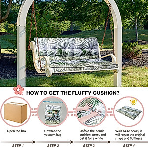 2-3 Seat Swing Replacement Cushion, Outdoor Bench Cushions with Backrest Thicken 4", Patio Furniture Garden Porch Loveseat Glider Pad Anti-Fading Waterproof (Green Leaves, 40x55in)