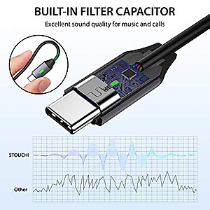 Stouchi USB C to 3.5mm Dongle Adapter, USB C to 3.5mm Headphone Jack Hi-Fi DAC Compatible with Pixel 7/6a/6/5, iPad Mini 6, Samsung Galaxy S22/S21/S20 Plus Ultra, Note 20/10- Grey