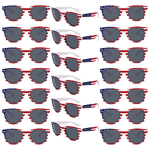 YQVIE Bulk American Flag Sunglasses Retro 90s Style Sunglasses for Men Women Independence Day Party Supplies UV400 Protection (20Pack)
