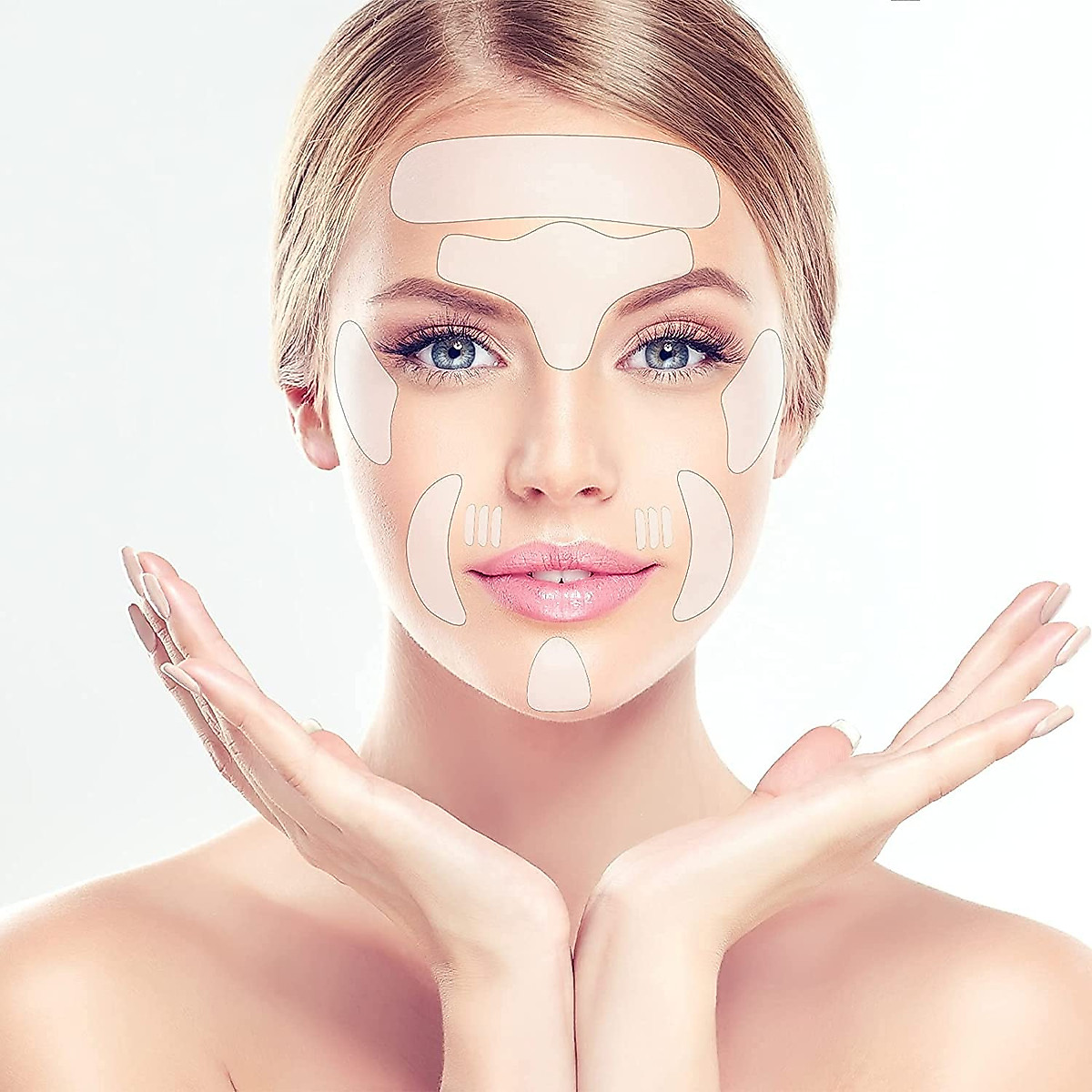 16 Pcs Reusable Silicone Chest Pads Patch Silicone Neck Pad Forehead Pad Set, Cleavage Pad Eye Mask Cheek Stick Anti Wrinkle Strips Anti Wrinkle Patches