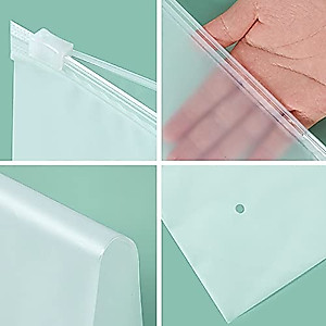 HAOXYO 30 Pcs Travel Storage Bags For Clothes,Reusable Plastic Ziplock Bags For Hospital Bag,Frosted Waterproof Multifunctional Luggage Storage Pouch for Clothes, Shoes, Cosmetics (5 Size), White