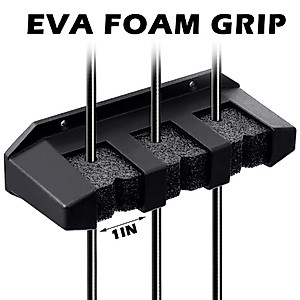 Sratte 4 Pieces Fishing Rod Holder Wall Mount Fishing Pole Holders for Boats 3 Rod Black Horizontal Garage Wall Pole Rack Summer Boat Accessories for Men Gifts, 7.8 Inch