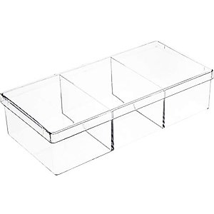 Pioneer Plastics 182C Clear Rectangular Plastic Container with Dividers, 6.75" W x 3.1875" D x 1.625" H