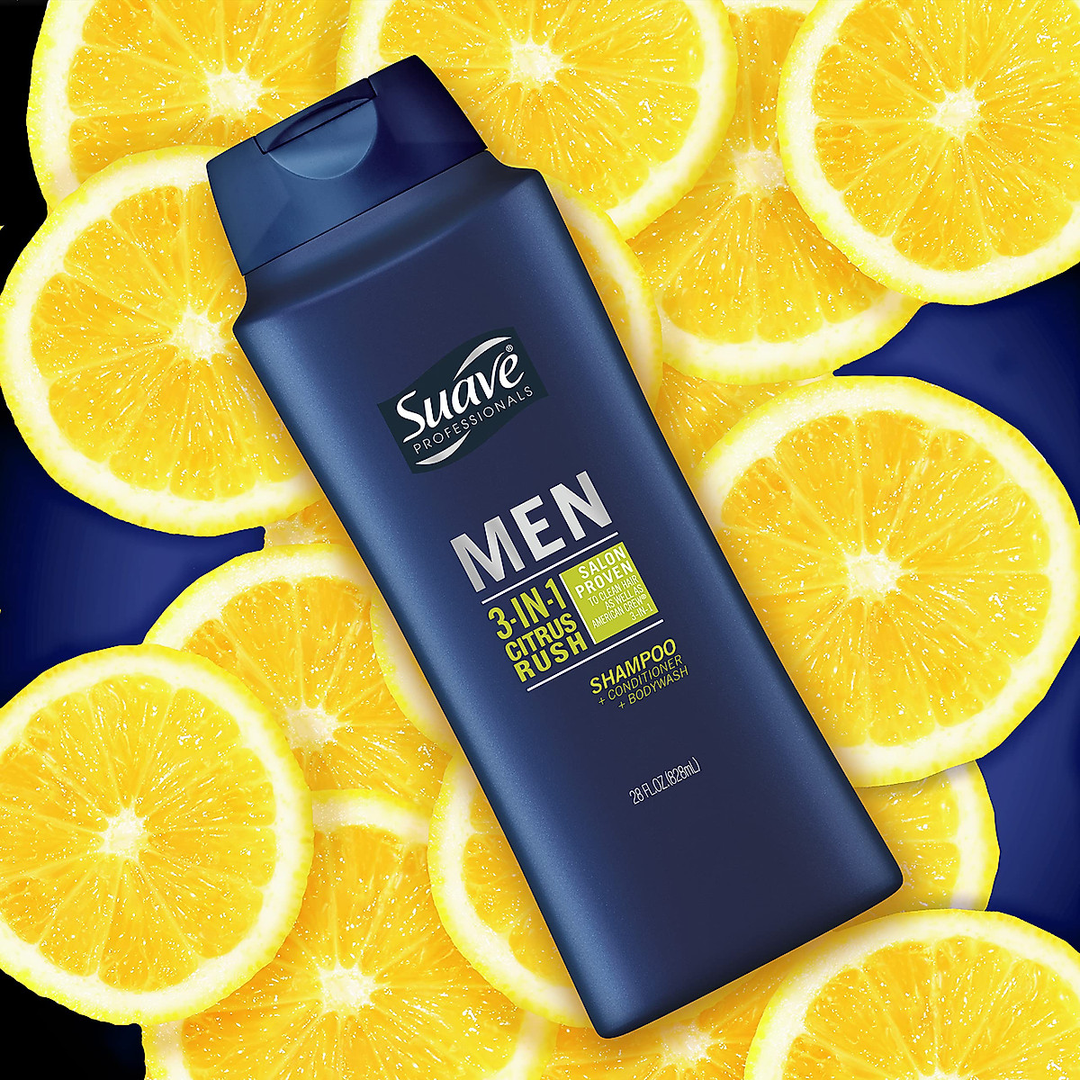Suave Men 3-in-1 Shampoo Conditioner Body Wash for Gentle Cleansing and Conditioning Citrus Rush Mens Shampoo 3 in 1 Formula with Keratin and Glycerin 28 oz
