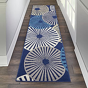 Nourison Grafix Geometric White 3' x 5' Area -Rug, Easy -Cleaning, Non Shedding, Bed Room, Living Room, Dining Room, Kitchen (3x5)