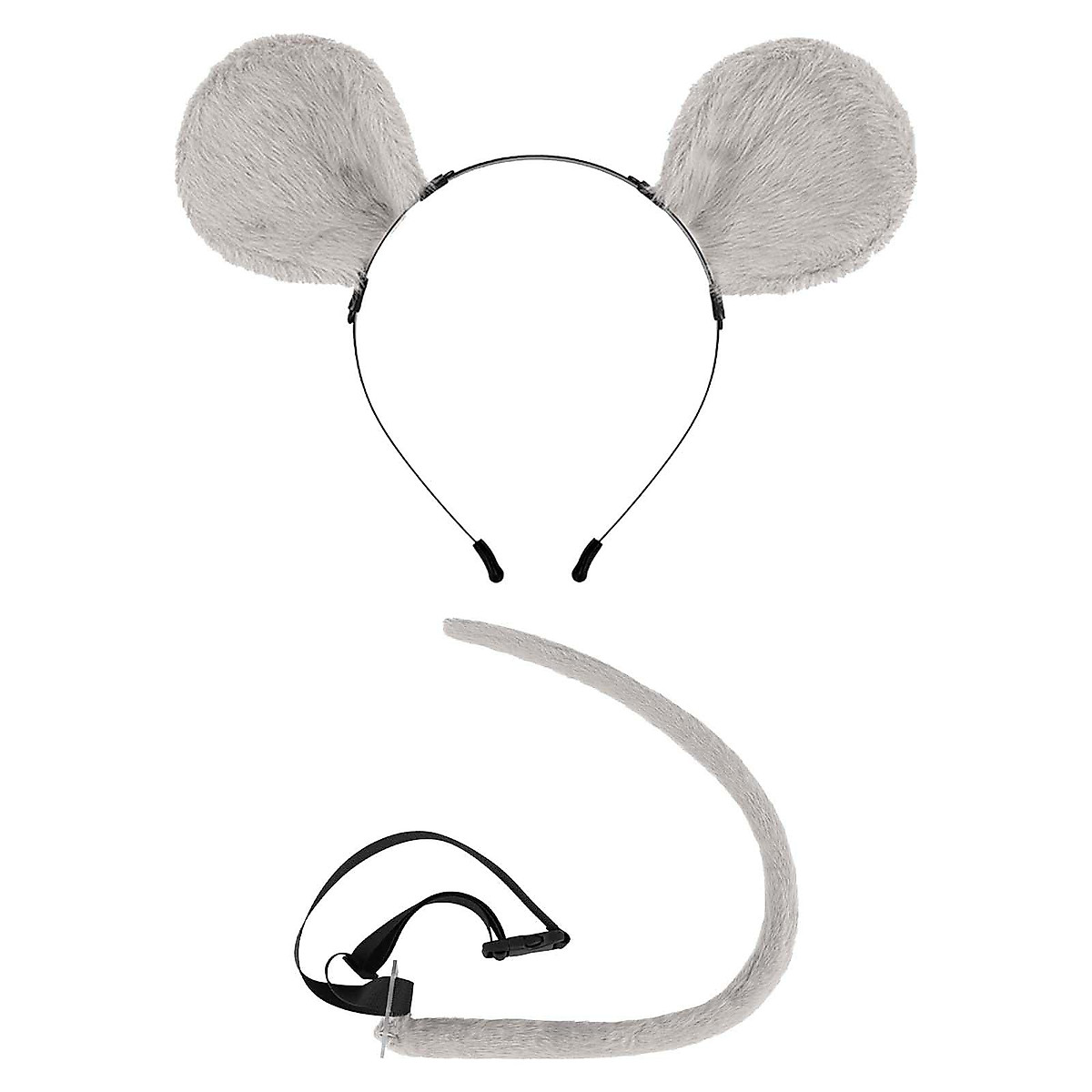Deevoka Mice Ears Headband and Tail Plush Costume Accessory Set, Gray