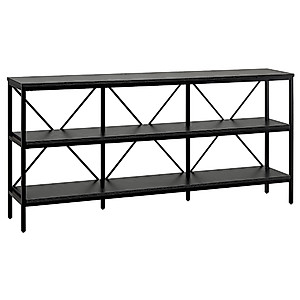 Kira 64" Wide Rectangular Console Table in Blackened Bronze/Black Grain