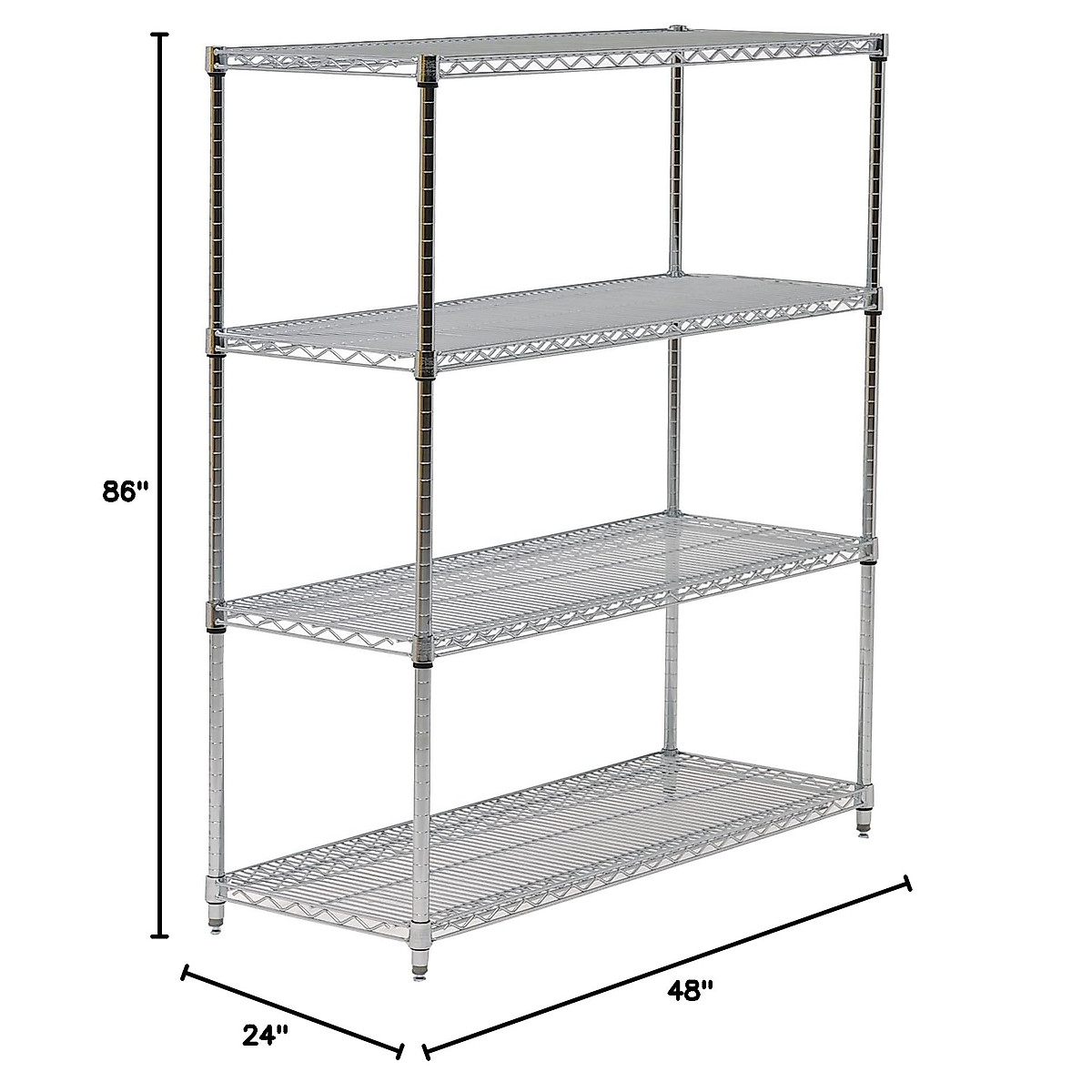 Quantum Storage Systems AD86-2436C Add-On Kit for 86" High 4-Tier Wire Shelving Unit, Chrome Finish, 24" Width x 36" Length x 86" Height