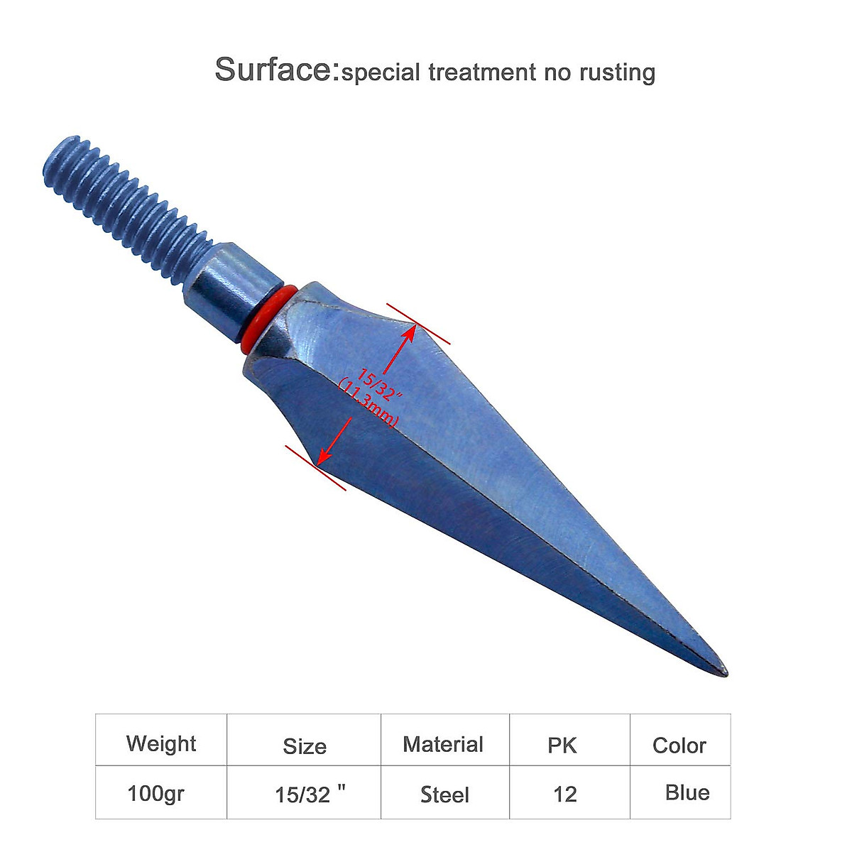 maifield Broadheads One Piece Broad Head Archery Arrow Head 100/150 Grains 12PCS Screw-in Traditional Outdoor Hunting Tips Compatible for Crossbow and Compound Bow Arrow Shaft (100gr Light Blue)