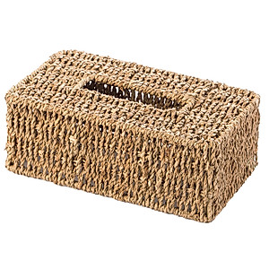 Vintiquewise Natural Woven Seagrass Wicker Rectangular Tissue Box Cover Holder