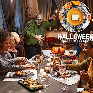 6 Pcs Halloween Spider Web Placemats- 15" Heat Insulation Halloween Placemats Spider Web Table Mats- Hollow Out Spiderweb Coasters Placemat for Dining Table Halloween Decoration