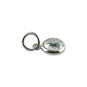 Aquamarine Charm 5mm Round Handmade In 14k White Gold