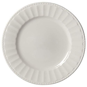 Tabletops Gallery Embossed Bone White Porcelain Round Dinnerware Collection- Chip Resistant Scratch Resistant, Mosaico 12 Piece Dinnerware Set (Dinner Plate, Salad Plate, Cereal Bowl)