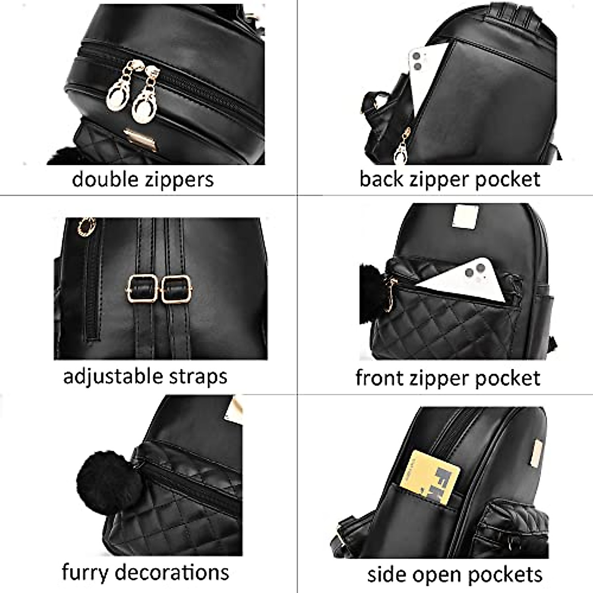 BESYIGA Quilted Mini Leather Backpack Purse for Women Ladies Cute Small Size Little Back Pack Bag Purple