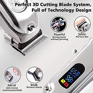 Hair Clippers for Men Professional Rechargeable Cordless Hair Trimmer Cutting Kit with Titanium Ceramic Blade 4 Grooming Combs 2500mAh Lithium Ion LED Display Haircut Kit