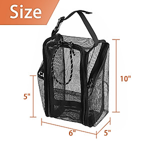 Cosmos Mesh Shower Caddy Toiletry Organizer Hanging Shower Tote Bag, Quick Dry Shower Organizer Portable Bath Bag with Durable Zippers & Side Pockets for Travel, Gym, Swimming, Beach and Camp