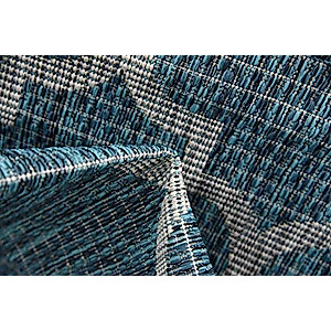 Unique Loom Outdoor Trellis Collection Area Rug (4' 1" x 6' 1" Rectangle, Teal/ Gray)