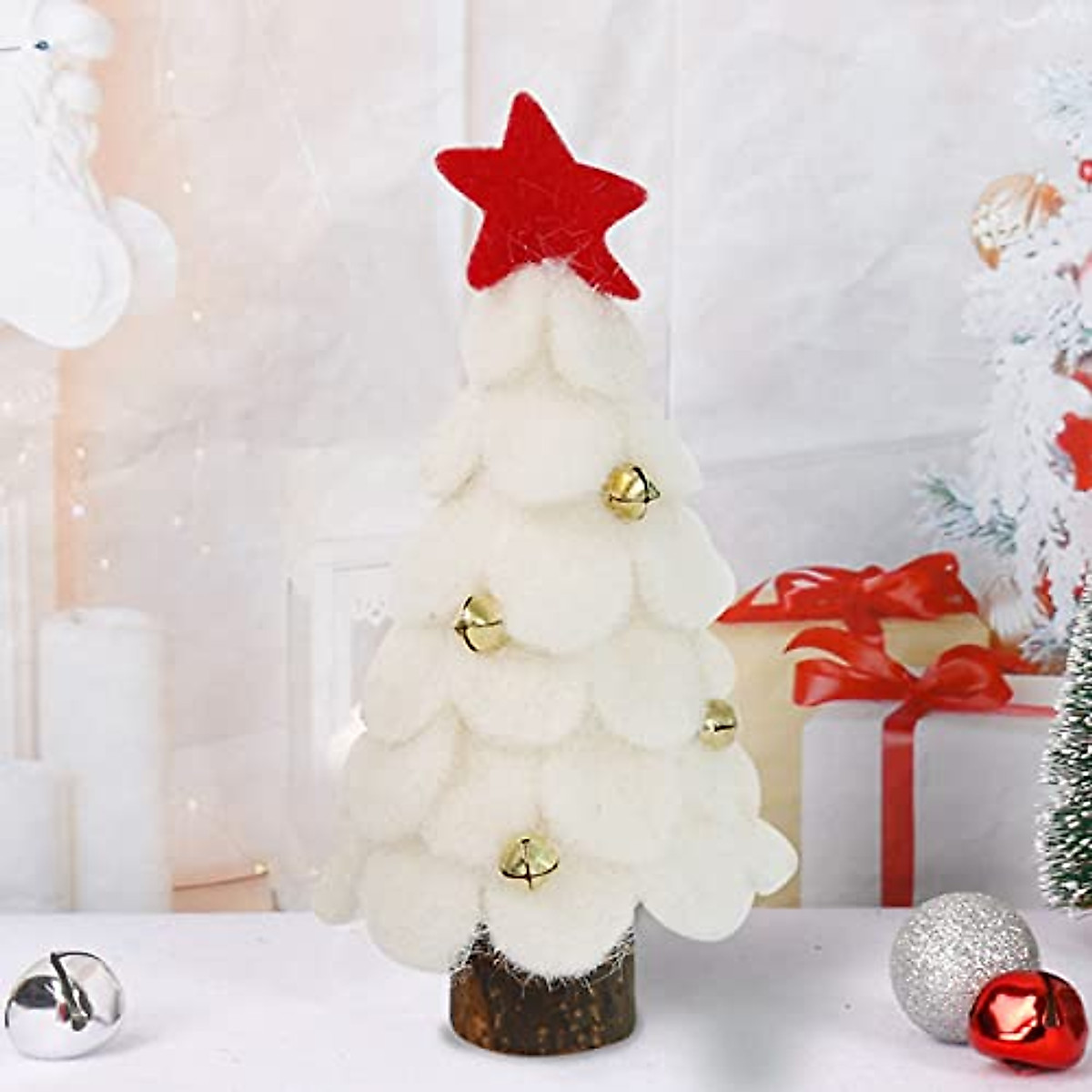 AMONIDA Wool Felt Christmas Tree Xmas Desktop Decoration Holiday Window Scene Green 2023 White Ornament Wool Felt, Log Cute Decorated for Decorative Pendants, Drops & Finials
