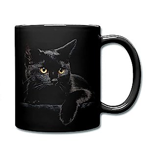 Black Cat - Ceramic Funny Coffee Mug - Perfect Cat Lover Gift - Cute Present - Great Birthday or Valentines Surprise (11oz)