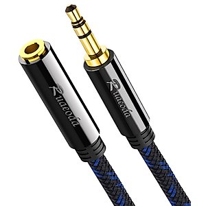 Ruaeoda 3.5 Male to Female AUX Extension Cable 10 ft,Double Shielded Braid 3.5mm Auxiliary Stereo Audio Headphone Extension Cable Nylon Braided Auxiliary Male to Female Long AUX Extension Cord