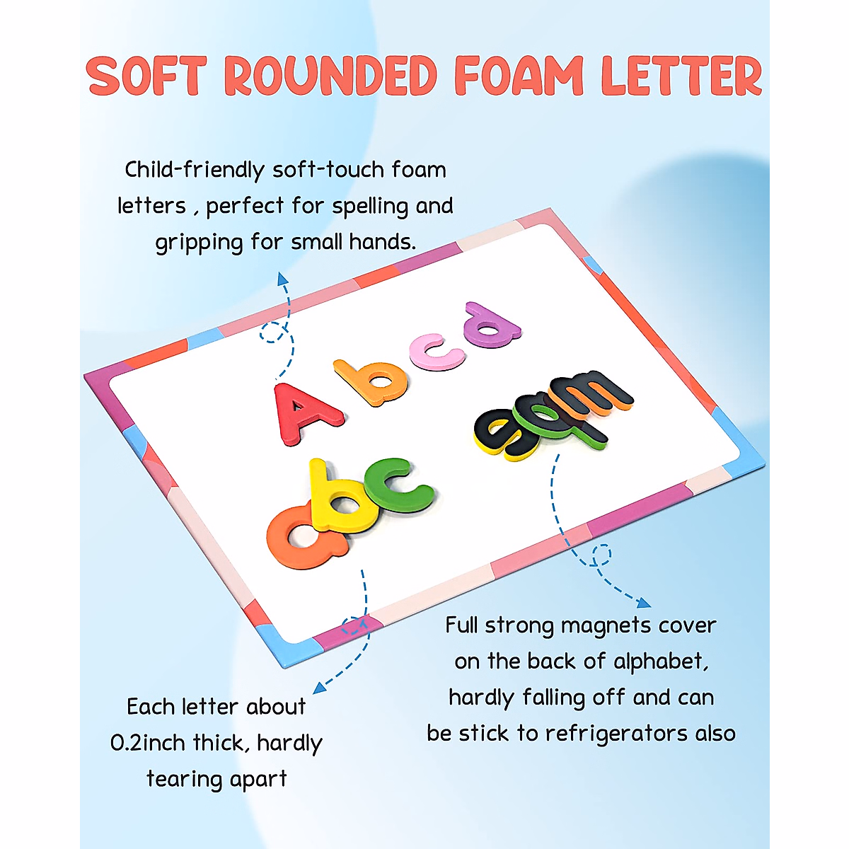 Gamenote Classroom Magnetic Alphabet Letters Kit 238 Pcs with Double - Side Magnet Board - Foam Alphabet Letters for Preschool Kids Toddler Spelling and Learning Colorful ABC Education Fridge Magnets