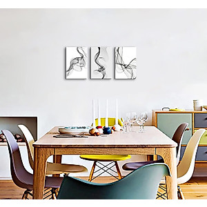 Black and White Abstract Line Wall Art Canvas Painting 3 piece Bathroom Room Decor Print Picture Modern Artwork Framed