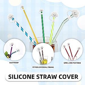 Straw Cover Cap Compatible with Stanley 40/30 oz The Quencher H2.0 Flowstate Tumbler with Handle Straw Topper for Stanley Cup Accessories (Straw Cover Cap - 10mm - 2 Packs - White Cloud)