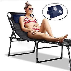 Lounger Chair Pillow with Elastic Band, 14.8x6.8x2.2 in Recliner Head Pillow Removable, Ergonomic Lounger Headrest for Backyard, Picnics, Beach