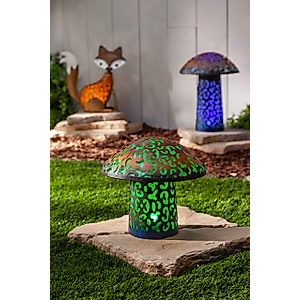 17.5" Solar Lighted Garden Meadow Mushroom