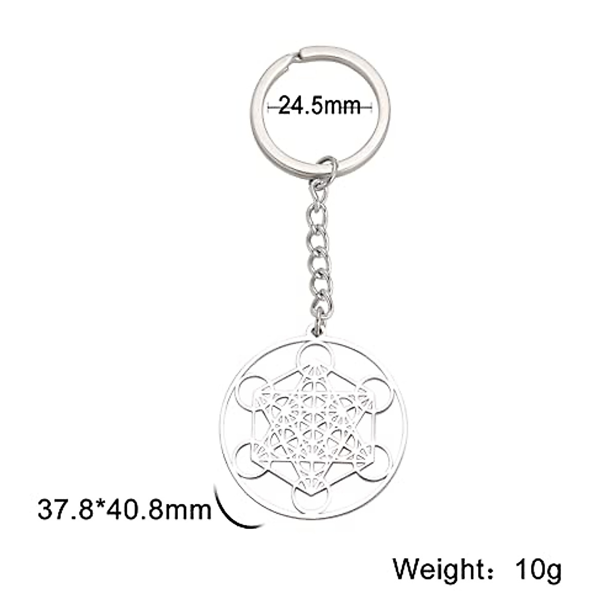 Angel Seal Archangel Metatron Keychain Holder Stainless Steel Geometric Solomon Keyring Amulet Car Key Chains Gift 2022 (Color: Style A)