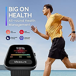 Certified Refurbished Amazfit Bip 3 Smart Watch for Android iPhone, Health Fitness Tracker with 1.69" Large Display,14-Day Battery Life, 60+ Sports Modes, Blood Oxygen Heart Rate Monitor, Black