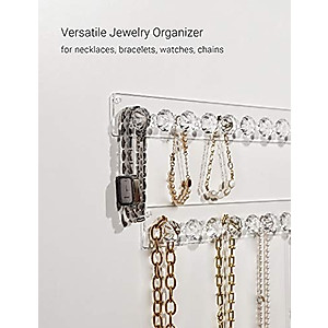 Zreal Necklace Holder, Acrylic Necklace Hanger, Wall Jewelry Organizer with 10 Jewelry Hooks in Seashell Shape (2-pack Clear)