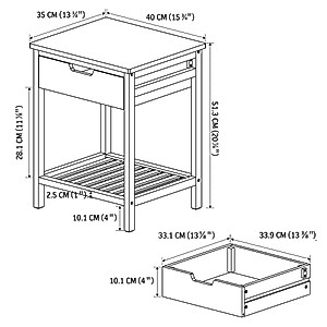 WTZ Nightstand, End Table, Bamboo Night Stand Bedside Table, Side Table with Drawer for Bedroom, Living Room, Lounge, Space Saving, Easy Assembly, NS-538 Black (1, Black)