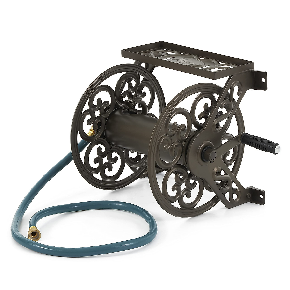 Liberty Garden LBG-708 125 Ft Decorative Steel Wall Mounted Hose Reel, Bronze (2 Pack)