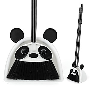 SB Broom with Dustpan Combo Set for Office, Indoor&Outdoor Sweeping,Broom and Dustpan Set,Broom Set for Household Cleaning,Cute Panda