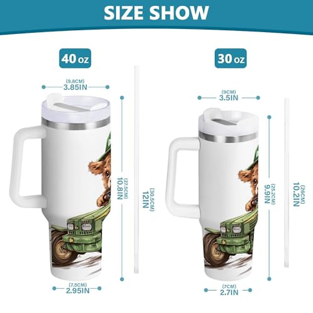 RPLIFE Cute Highland Cow White Stainless Steel Mug, Insulated Coffee Mug with Lid, Tumbler for Men