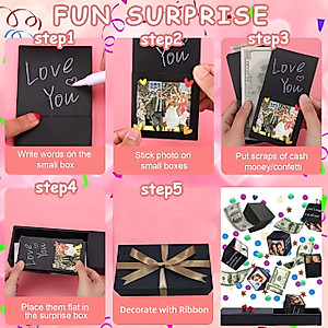 JINSTABAG Surprise Box Gift Box for Money, DIY Unique Folding Bouncing Gift Box with Confetti, Surprise Gift Box Explosion for Birthday, Anniversary, Valentine's Day.