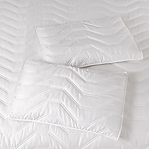 DOWN HOME Satin Silky Lightweight 3 Pieces Quilt Set Coverlet Set Modern Classic Quilting Pattern for All Season Super Soft and Silky Full Queen 88x92inch White
