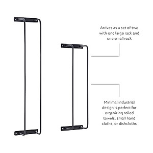 Powell Black Bent Metal Rawlins Two Pack Towel Racks